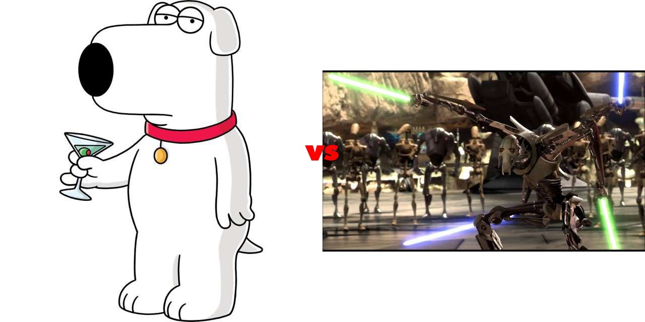Brian (Family Guy) vs General Grievous on The Big Fat List
